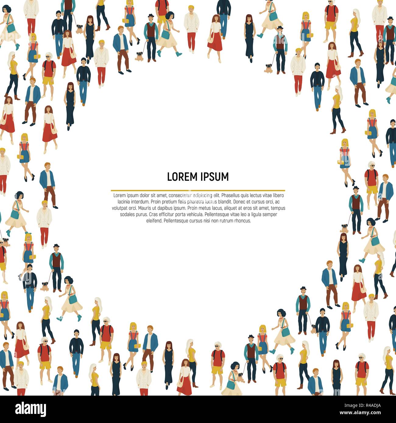 Large group of people in the shape of circle. Vector illustration Stock ...