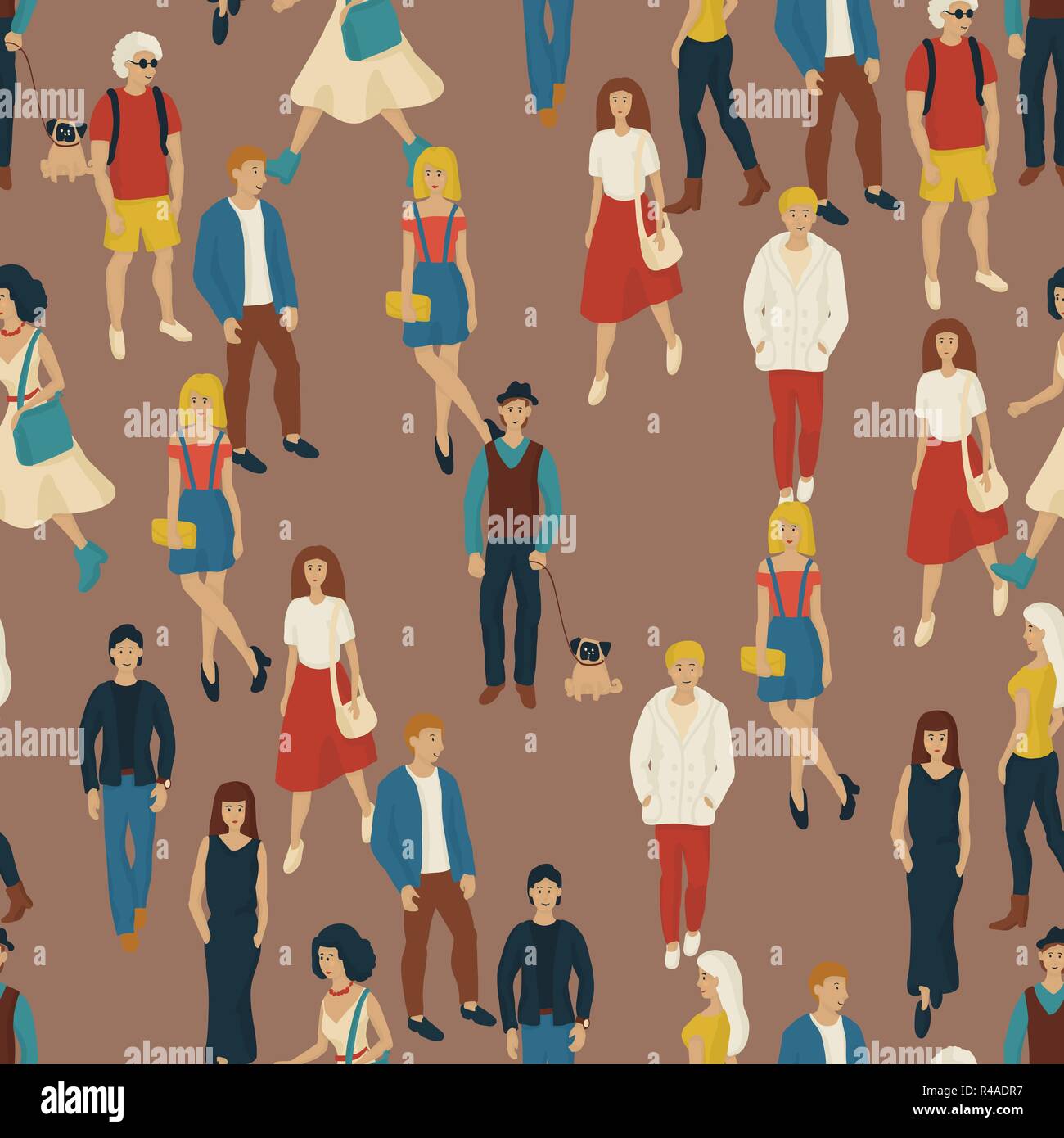 Seamless pattern with business people walking. Cartoon style ...
