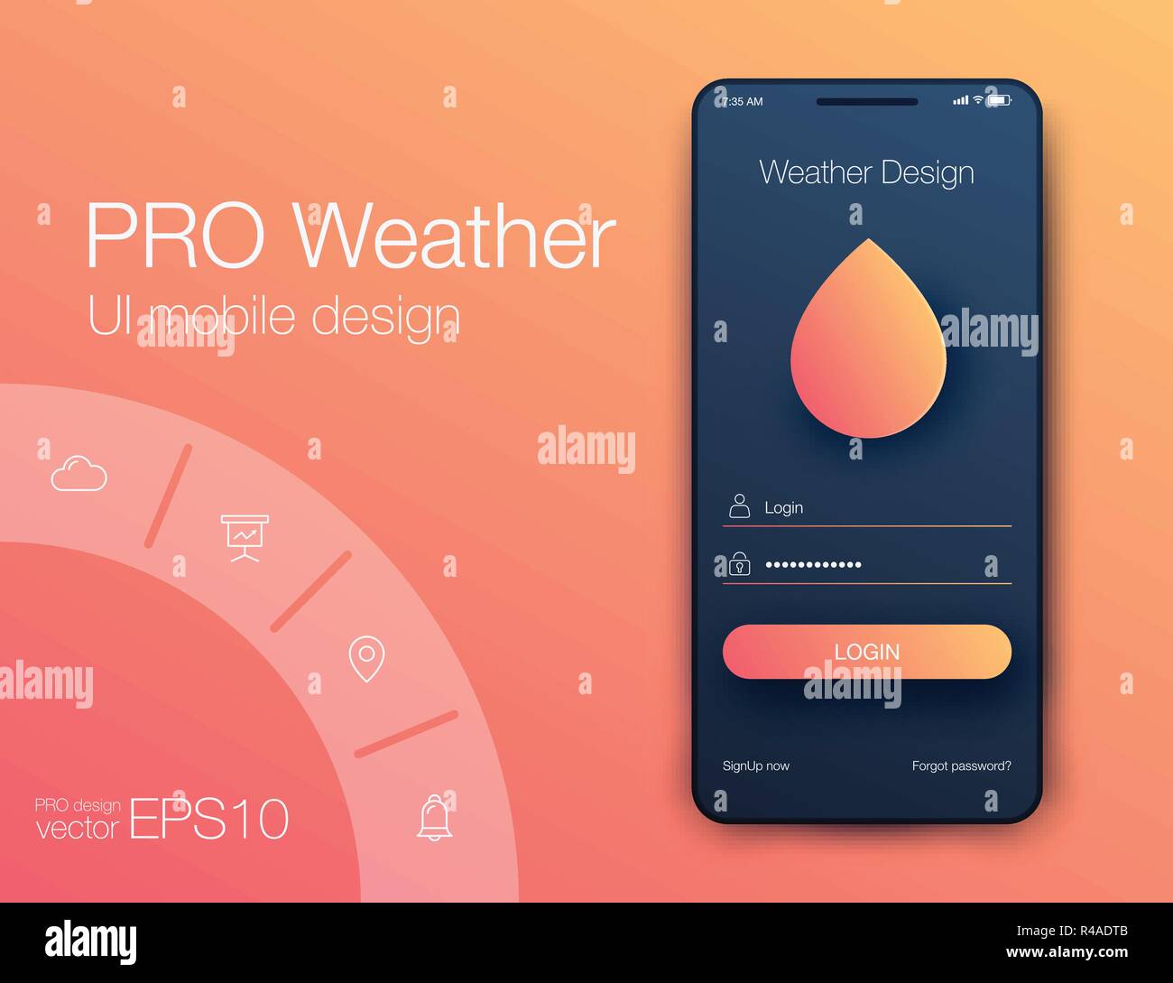 Weather Forecast App Ux Ui Design. Stock vector Stock Vector Image ...