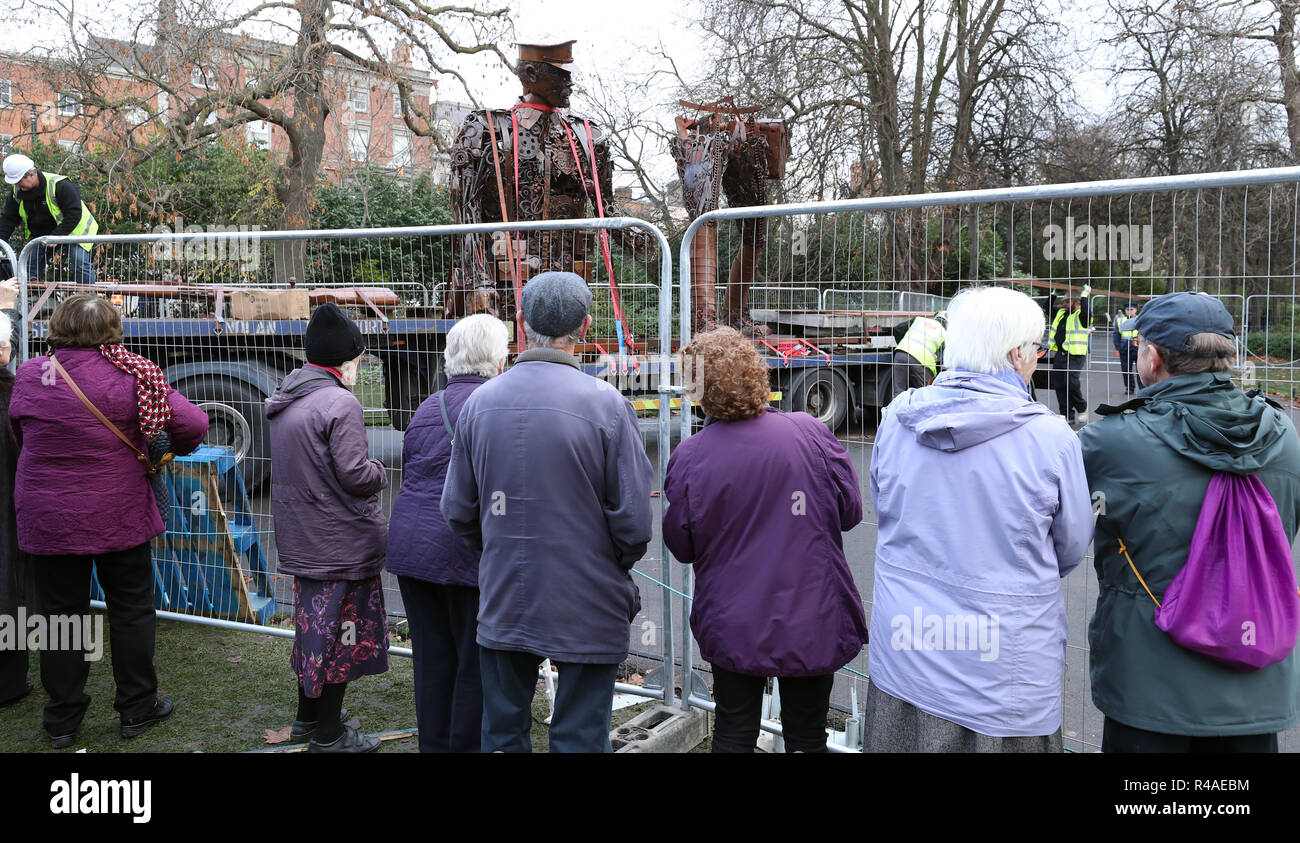 The World War One sculpture known as "The Haunting Soldier" is removed ...