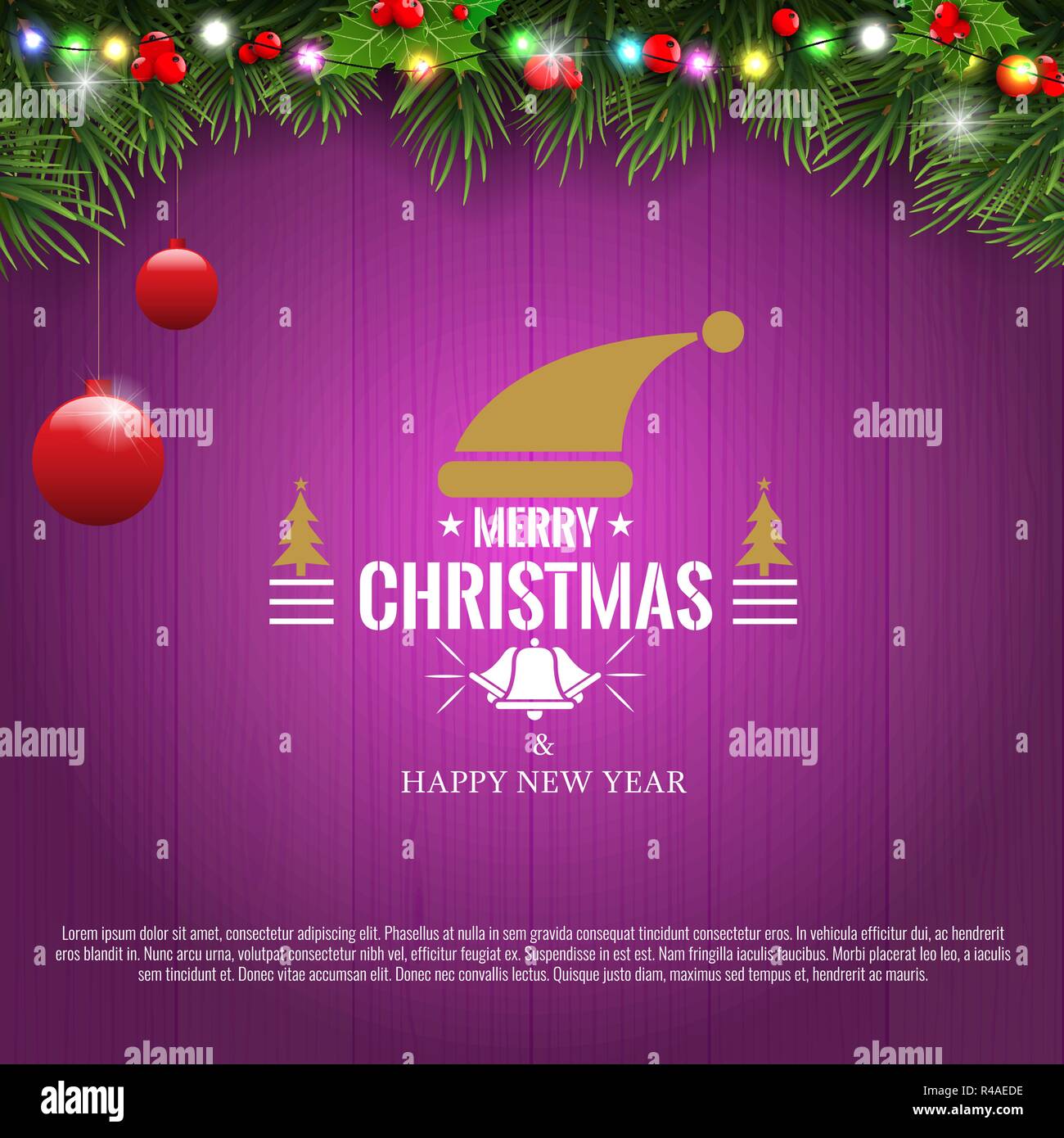 Horizontal Christmas border frame with fir branches, pine cones ...