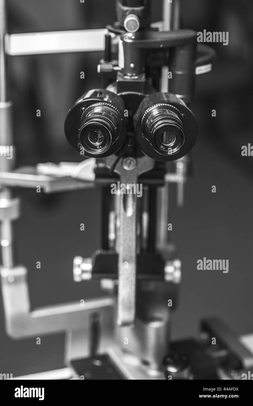 Medical optometrist equipment used eye Black and White Stock Photos ...