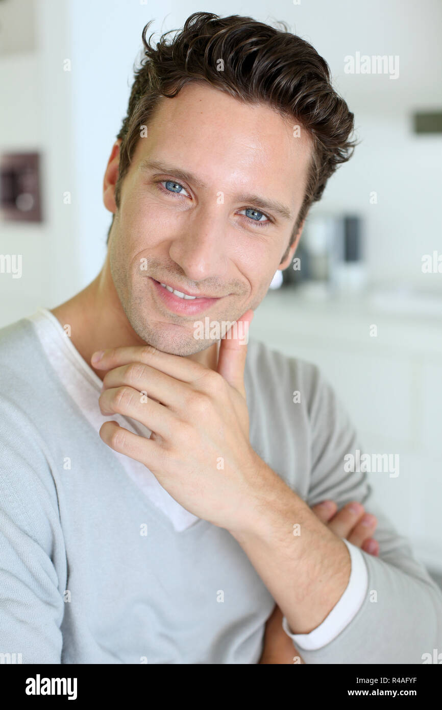 Portrait of handsome man with blue eyes Stock Photo - Alamy