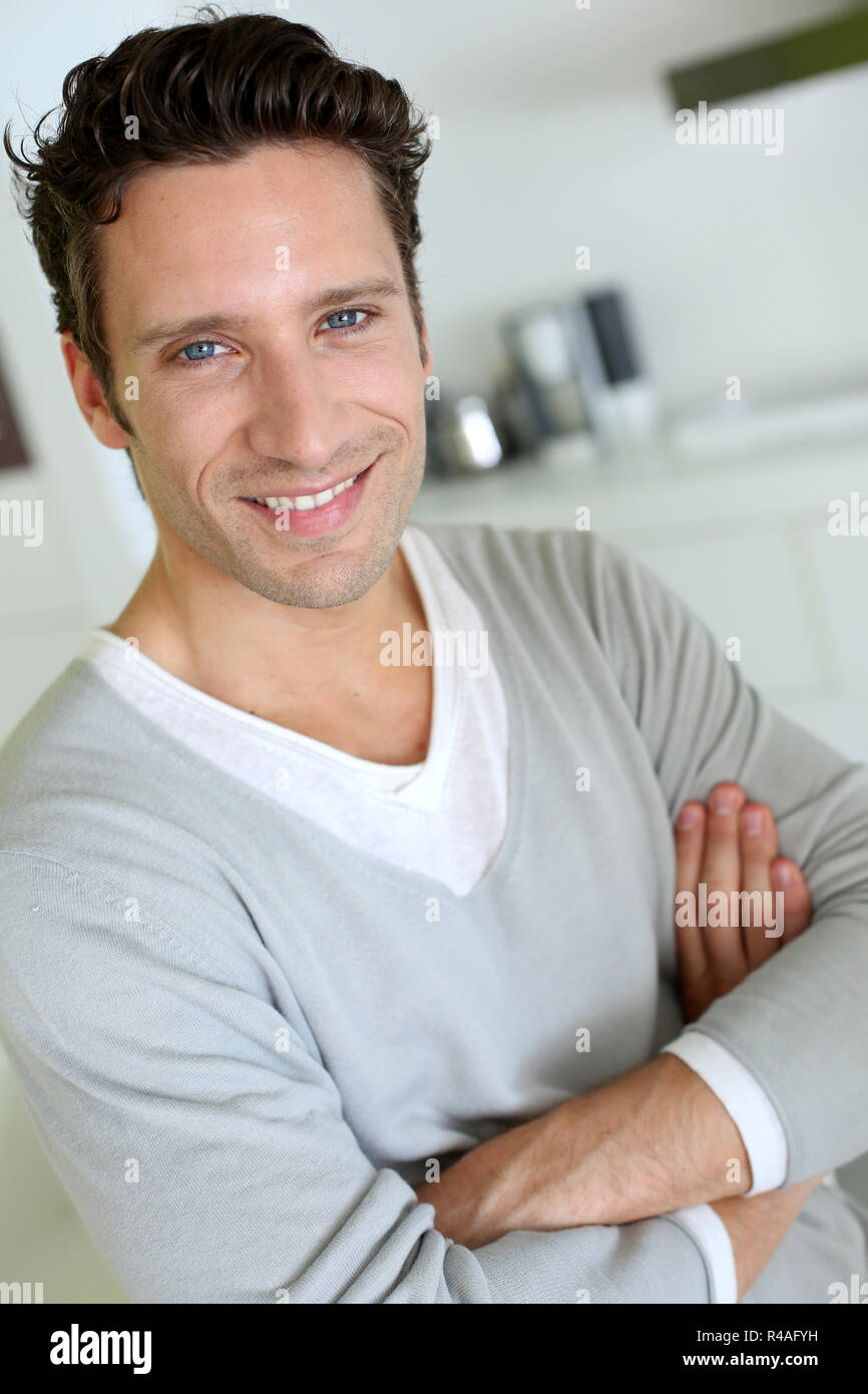 Portrait of handsome man with blue eyes Stock Photo - Alamy