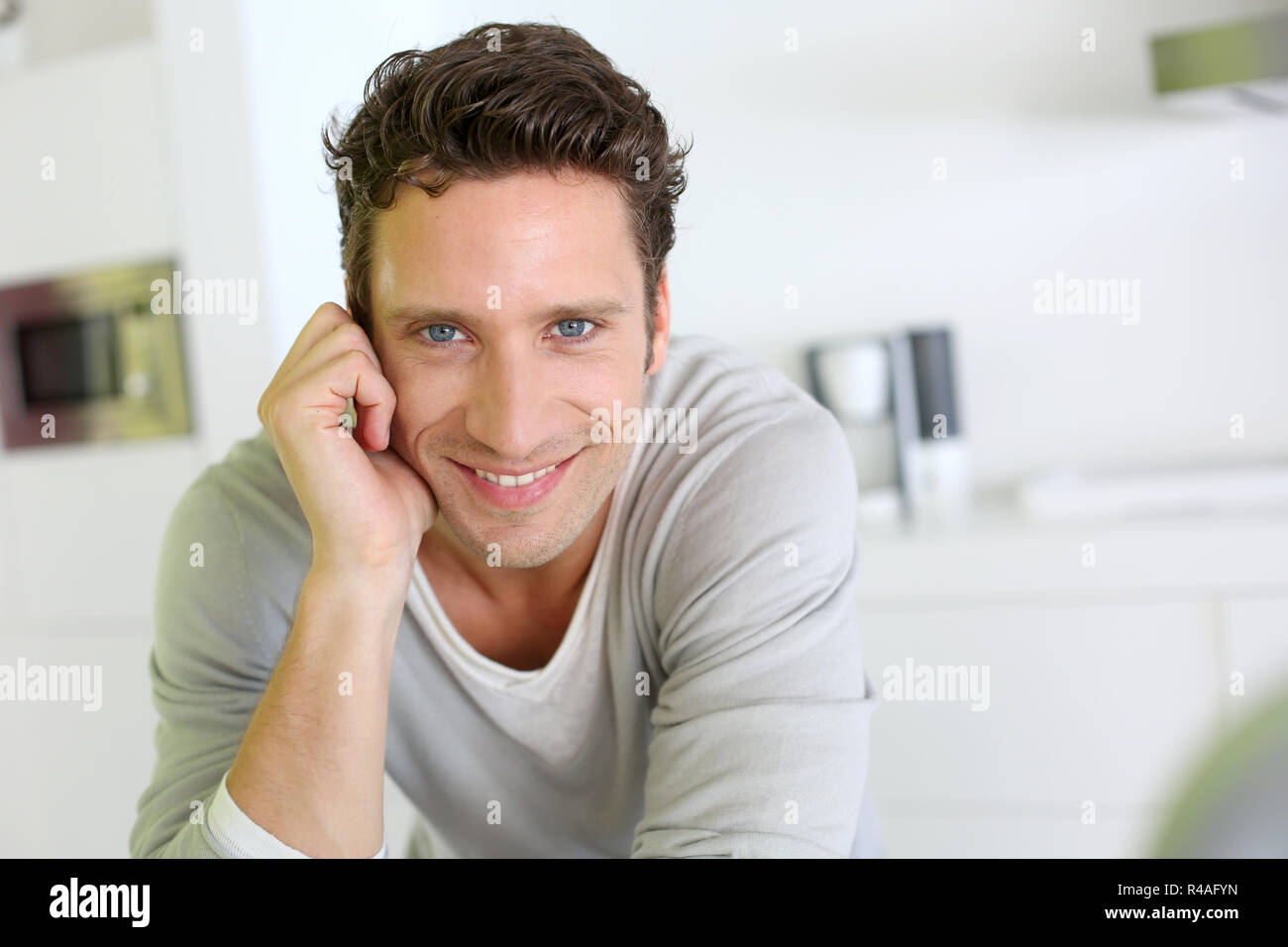 Portrait of handsome man with blue eyes Stock Photo - Alamy