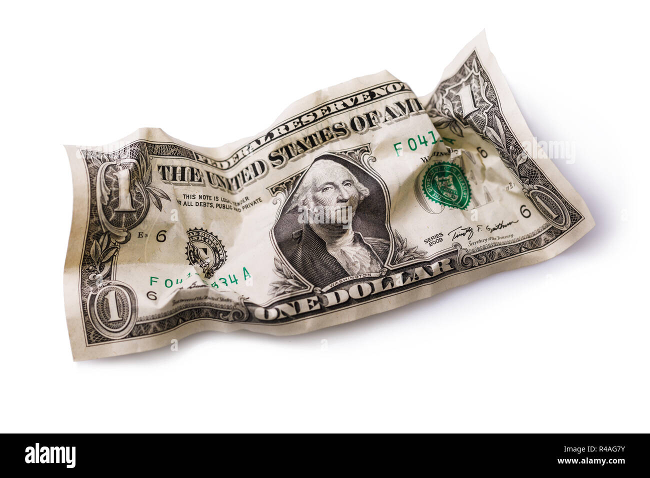 Crumpled dollar isolated on white background Stock Photo - Alamy