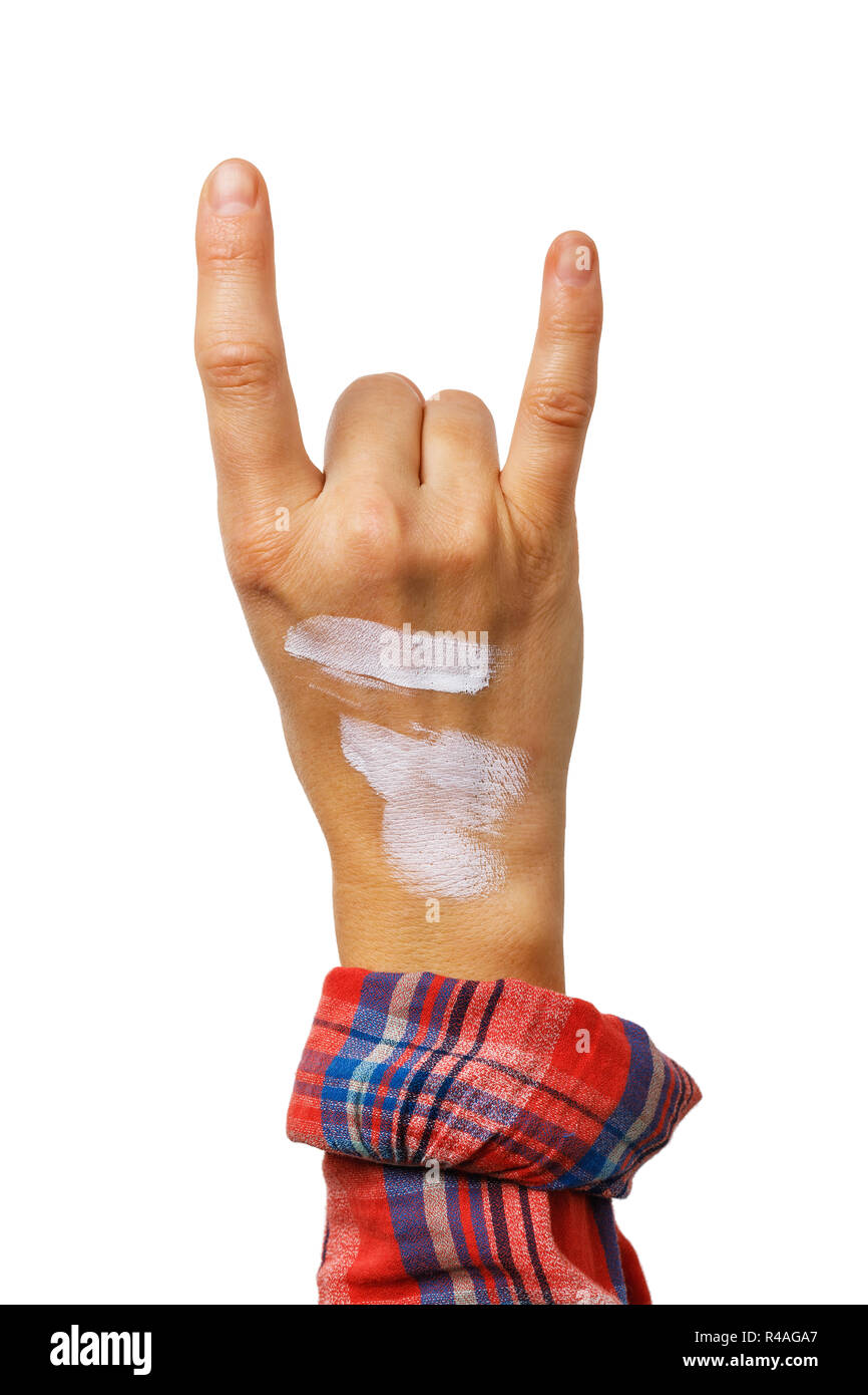 Hand with union symbol isolated on white background Stock Photo - Alamy