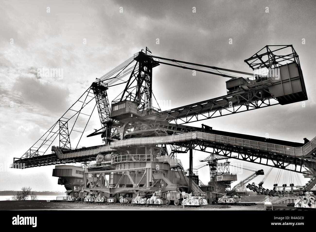 discarded lignite excavators in the disused opencast mine Ferropolis ...