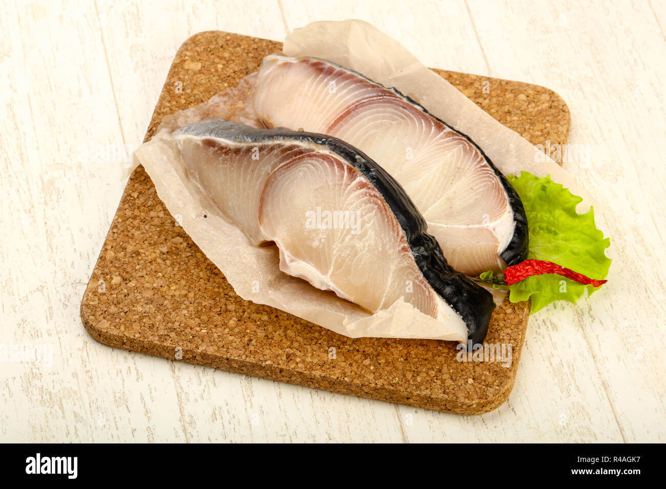 Raw juicy shark steak ready for grill Stock Photo - Alamy