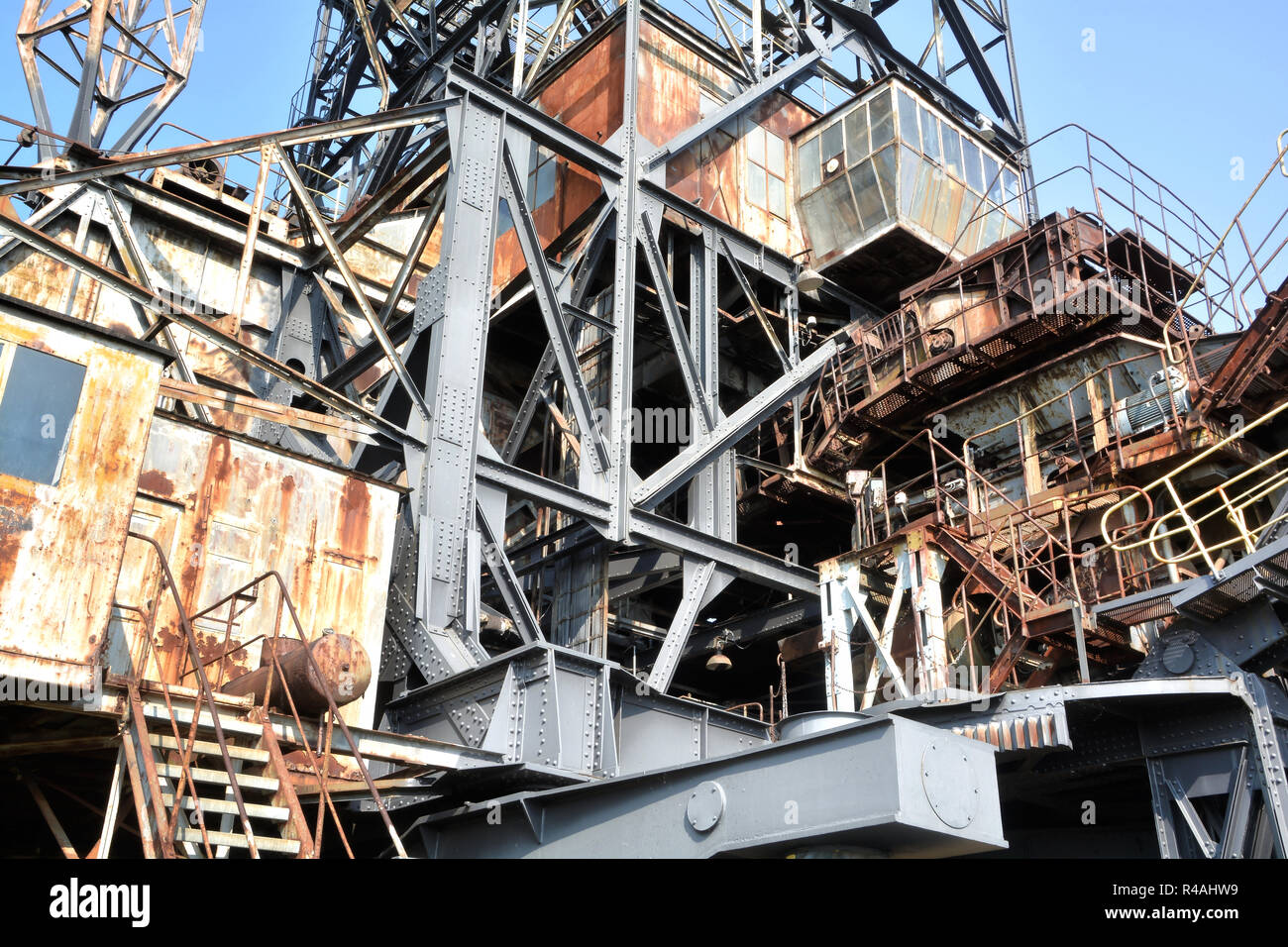 discarded lignite excavators in the disused opencast mine Ferropolis ...
