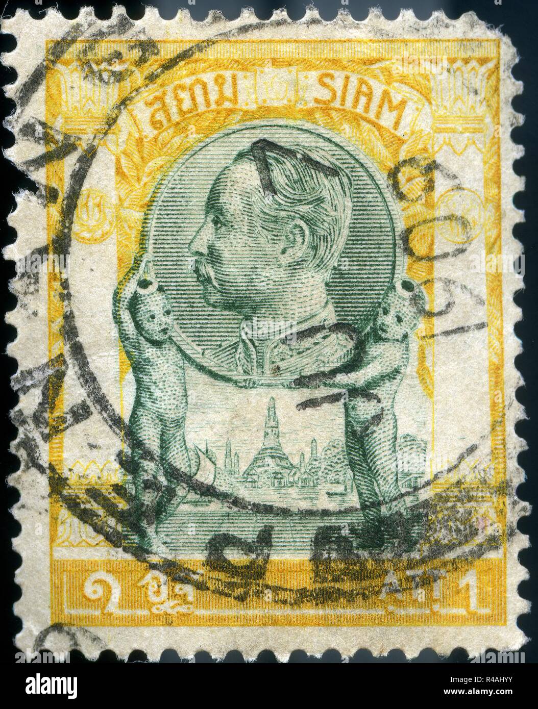 Siam stamp cancel penang in malaya malaysia 1909 hi-res stock ...