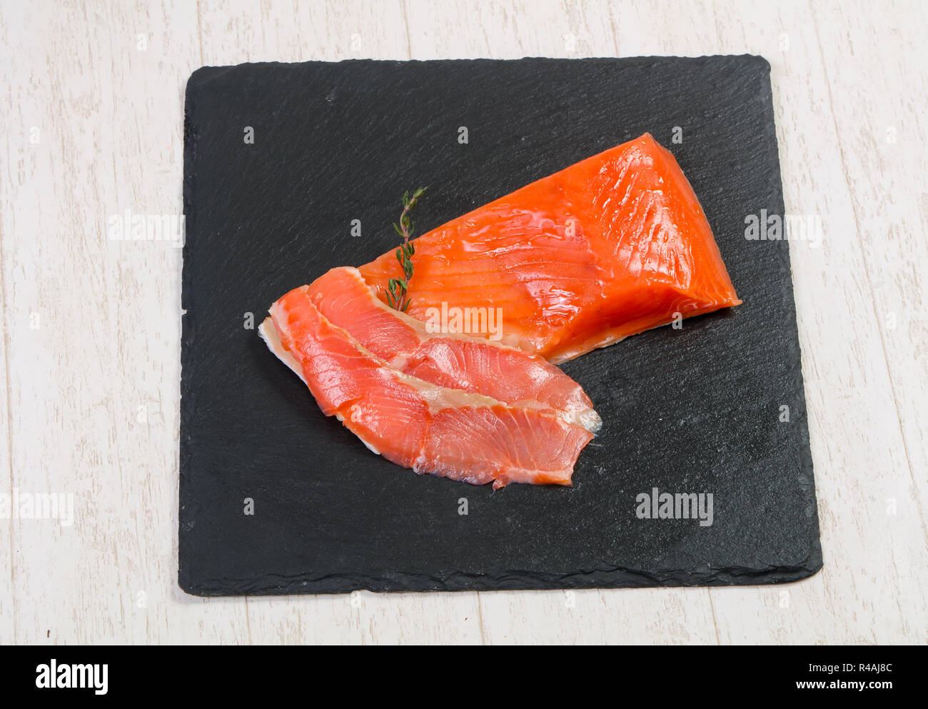 Raw trout fillet with salt and spices Stock Photo - Alamy
