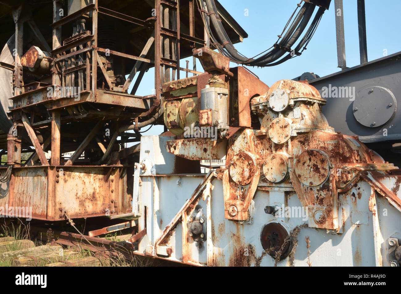 discarded lignite excavators in the disused opencast mine Ferropolis ...
