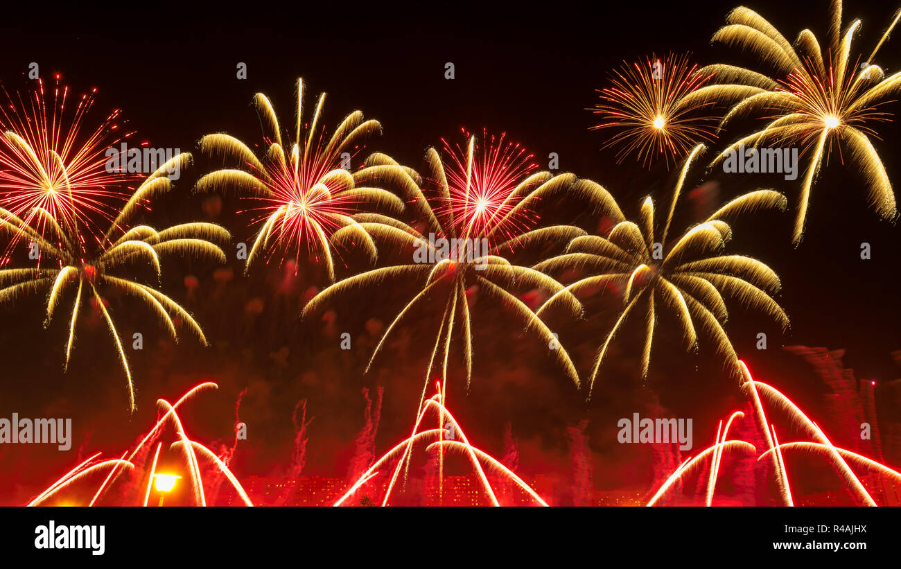 Colorful fireworks display night background hi-res stock photography ...