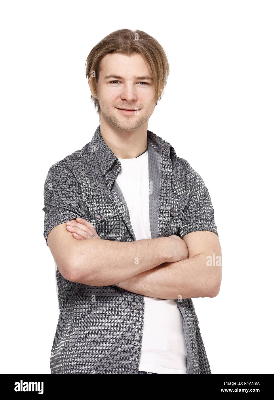 stylish smiling guy in the fancy shirt Stock Photo - Alamy