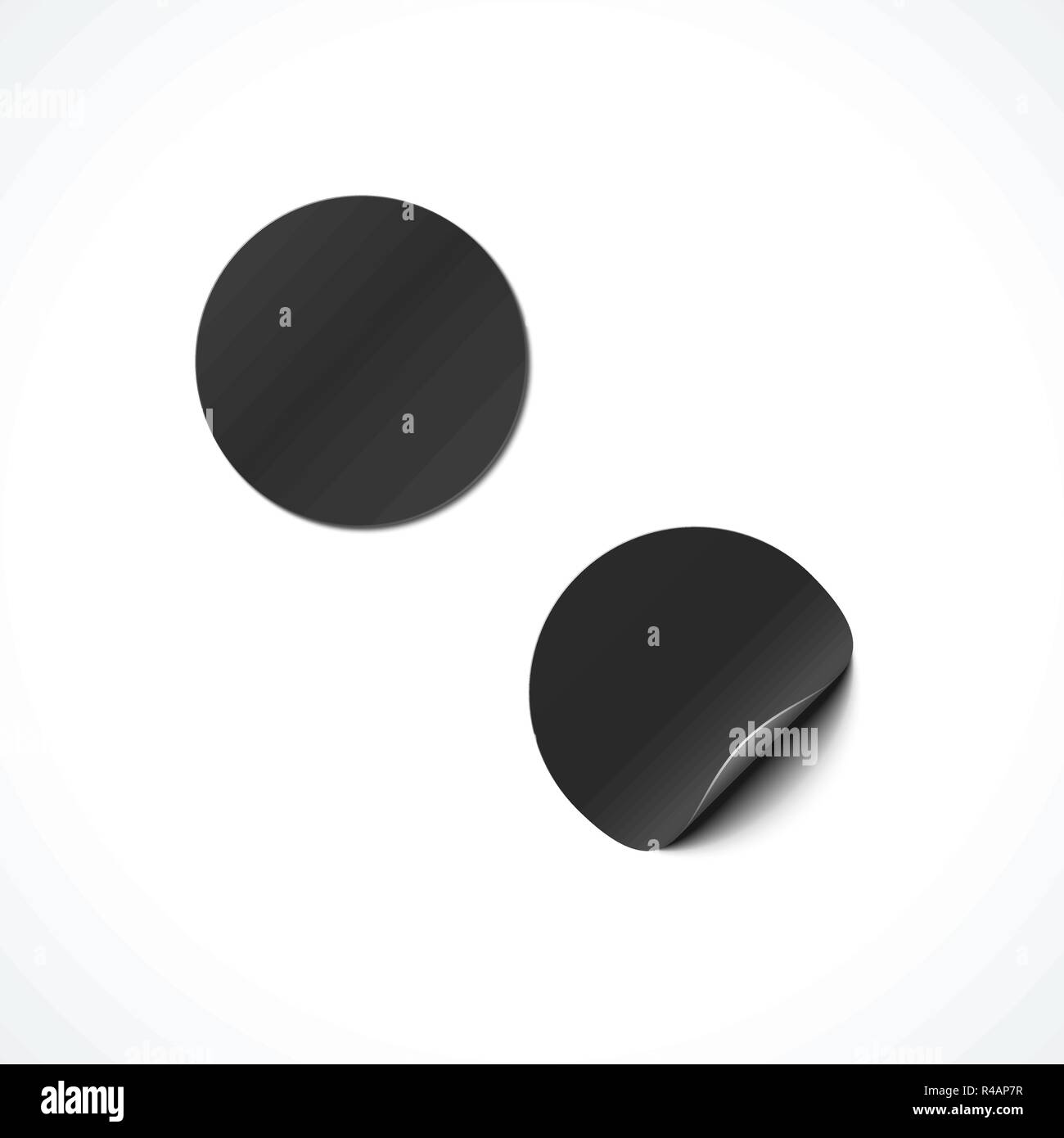 vector black mock up paper circle round warped peel off corner sticker ...