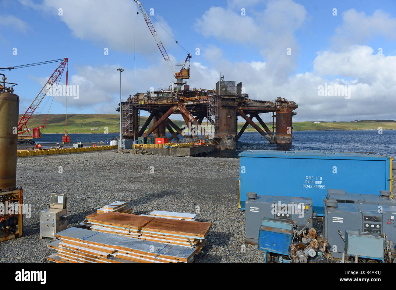 Buchan Alpha oil rig being decommissioned in Lerwick Shetland for scrap ...