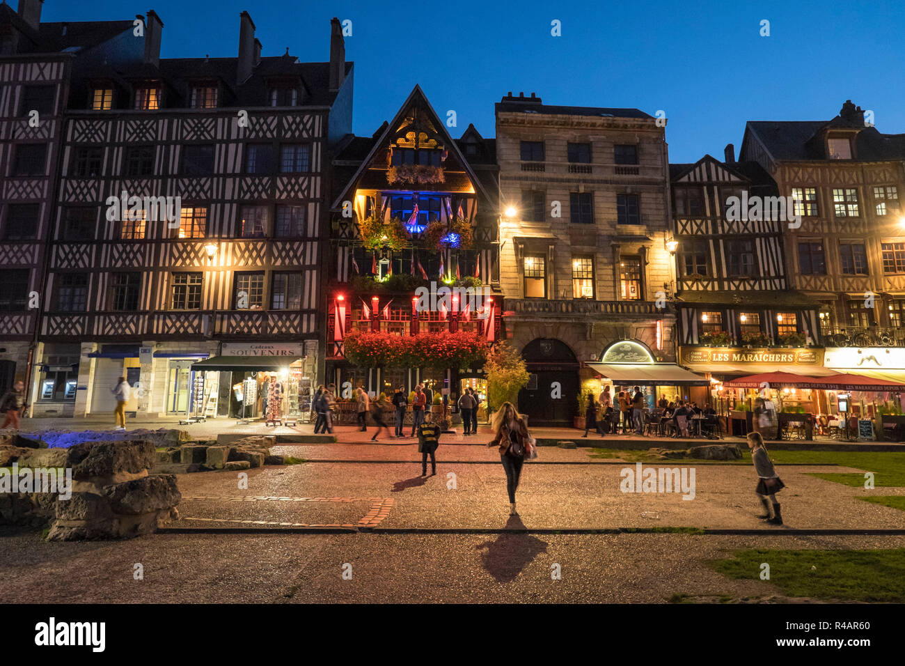 Rouen (Normandy, northern France): facades of medieval houses in the ...