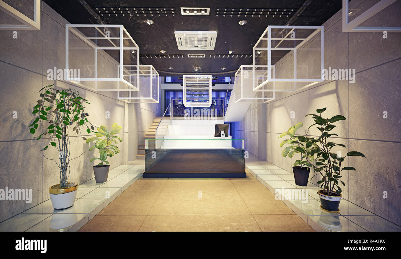 modern reception design concept. 3d rendering interior Stock Photo - Alamy
