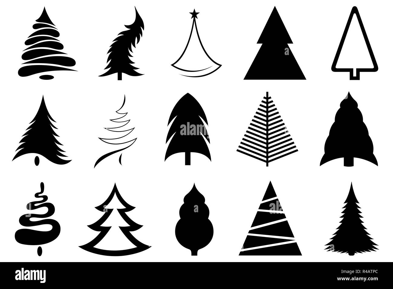 Fir tree drawing on Black and White Stock Photos & Images - Alamy