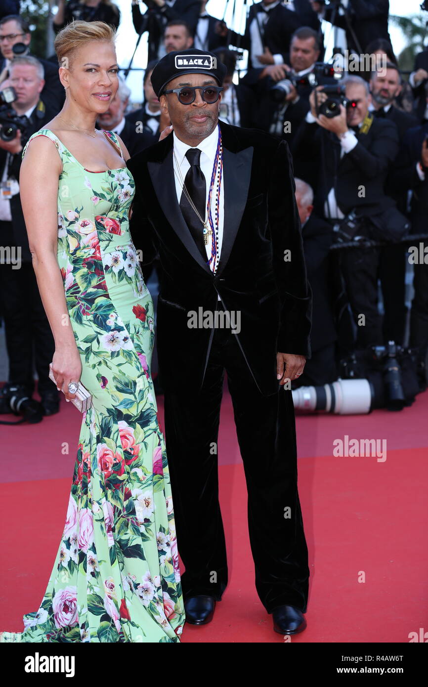CANNES, FRANCE – MAY 19, 2018: Spike Lee and wife Tonya Lewis Lee walk ...