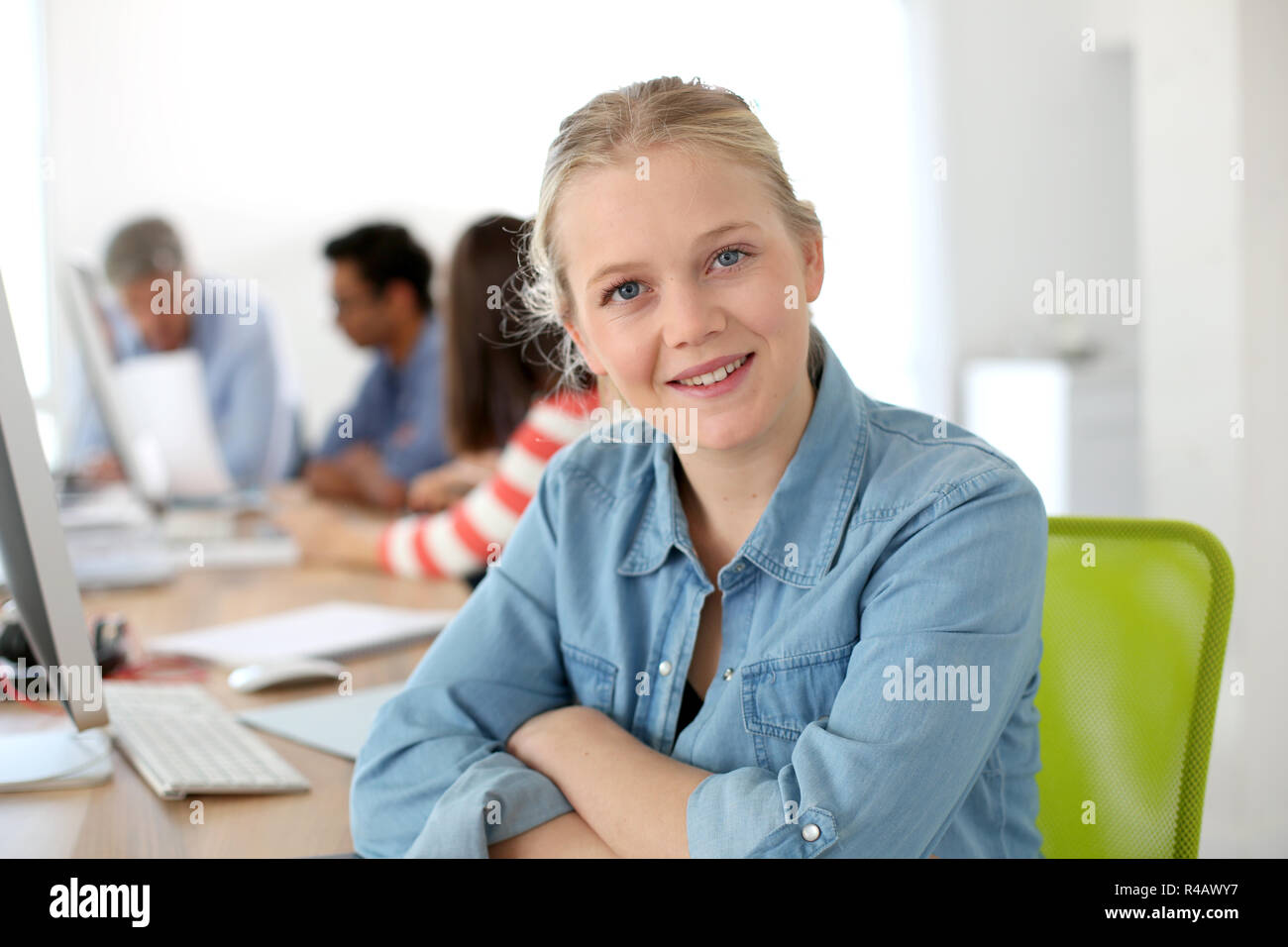 Portrait of student girl in class Stock Photo - Alamy