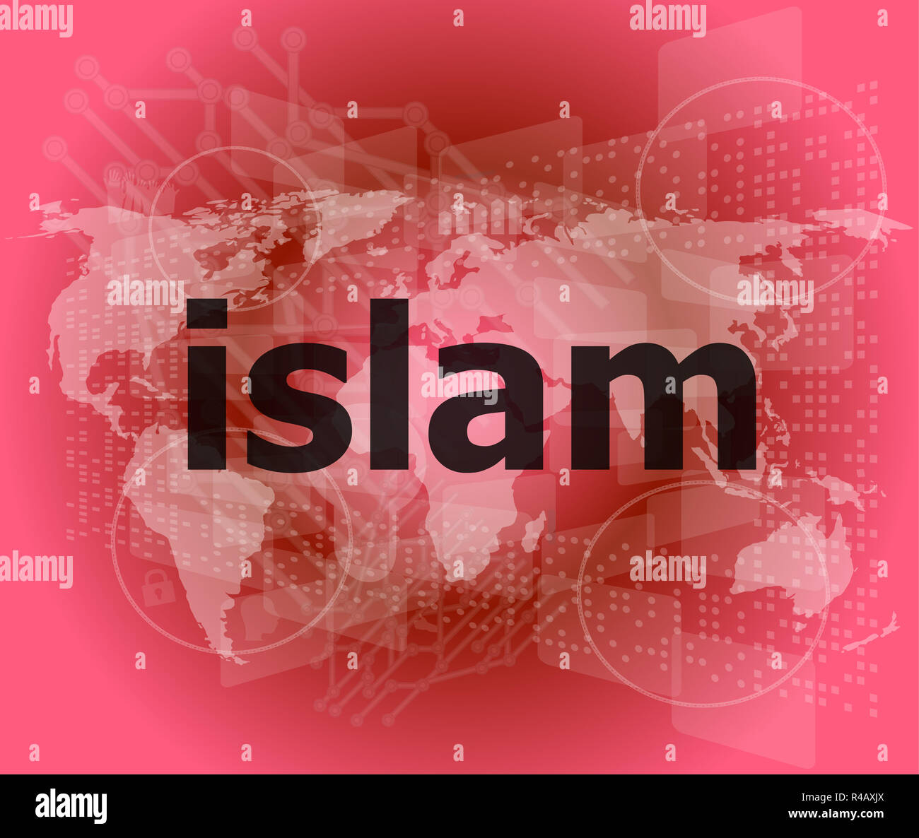 islam, hi-tech background, digital business touch screen Stock Photo ...