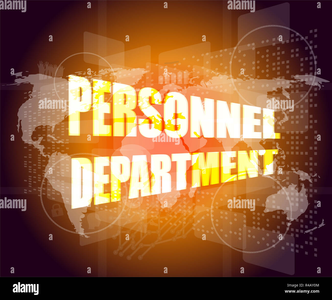 personnel department words on digital screen with world map Stock Photo ...