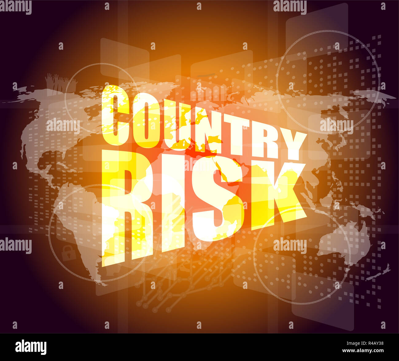 country risk words on digital screen with world map Stock Photo - Alamy