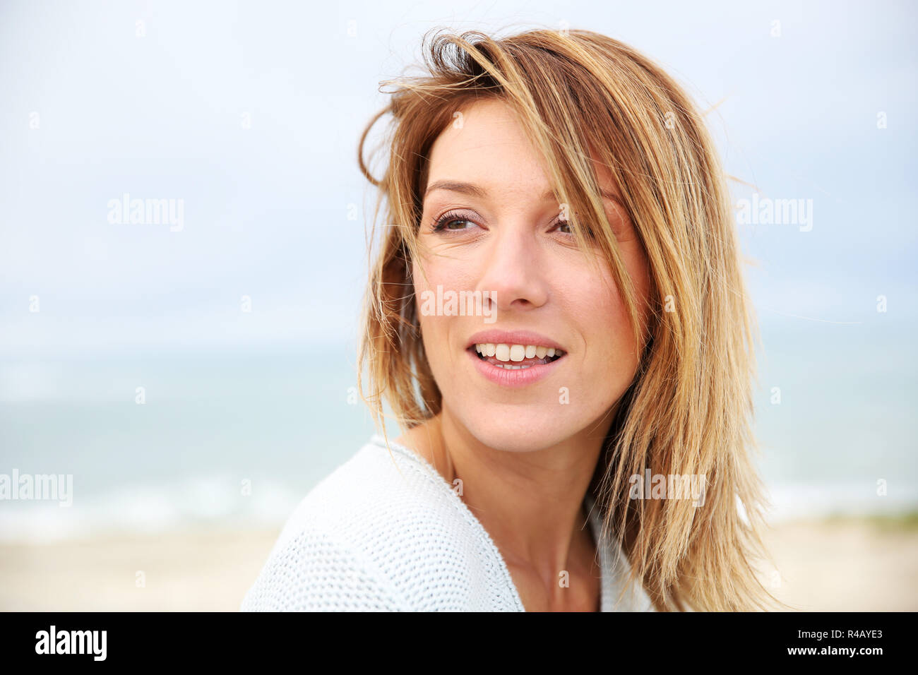 Portrait of beautiful 40-year-old blond woman Stock Photo - Alamy