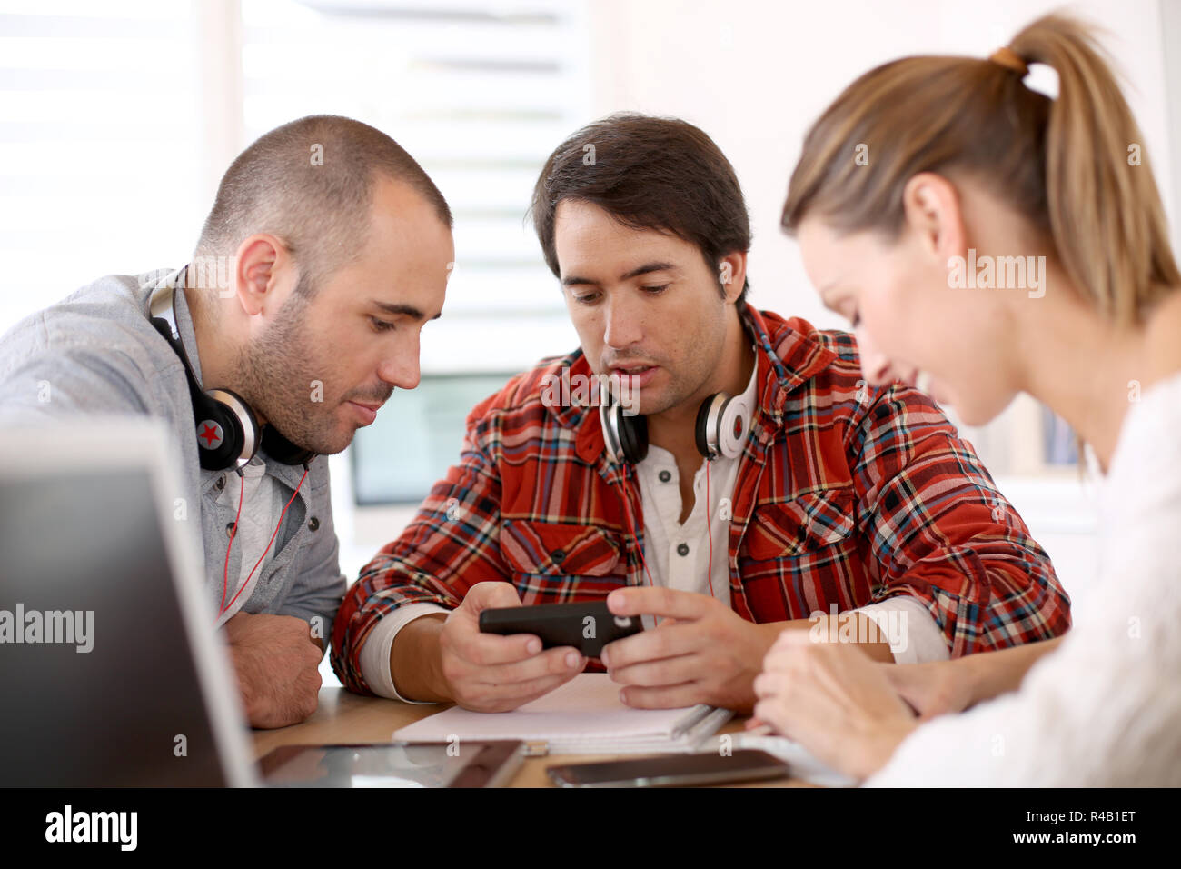 Connected in college Stock Photo - Alamy
