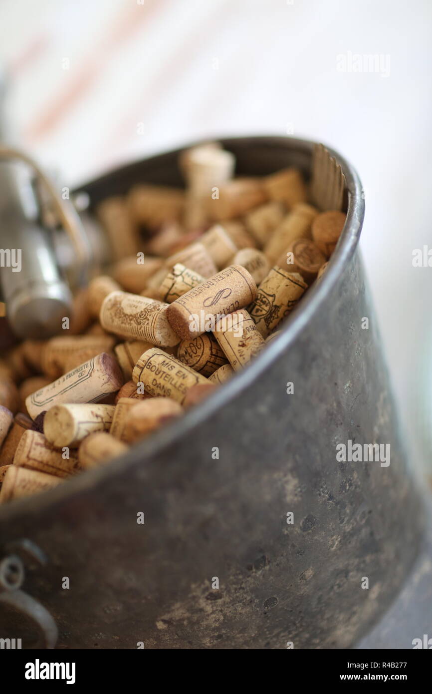 Bucket full of cork plugs Stock Photo - Alamy