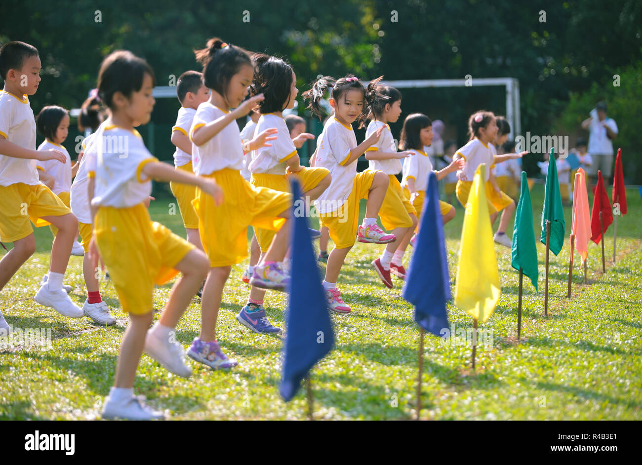 Children performing their dance during their kindergarten sports day ...