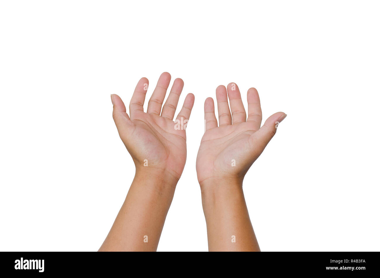 Open hands isolated on white background Stock Photo - Alamy