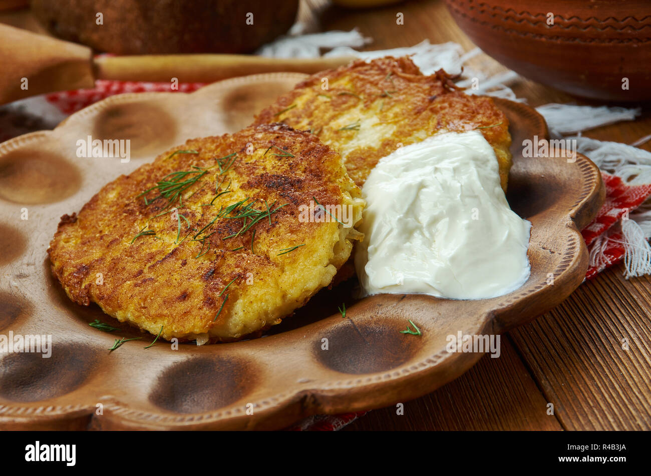 Draniki, Potato fritters, Belarusian cuisine, Traditional assorted ...