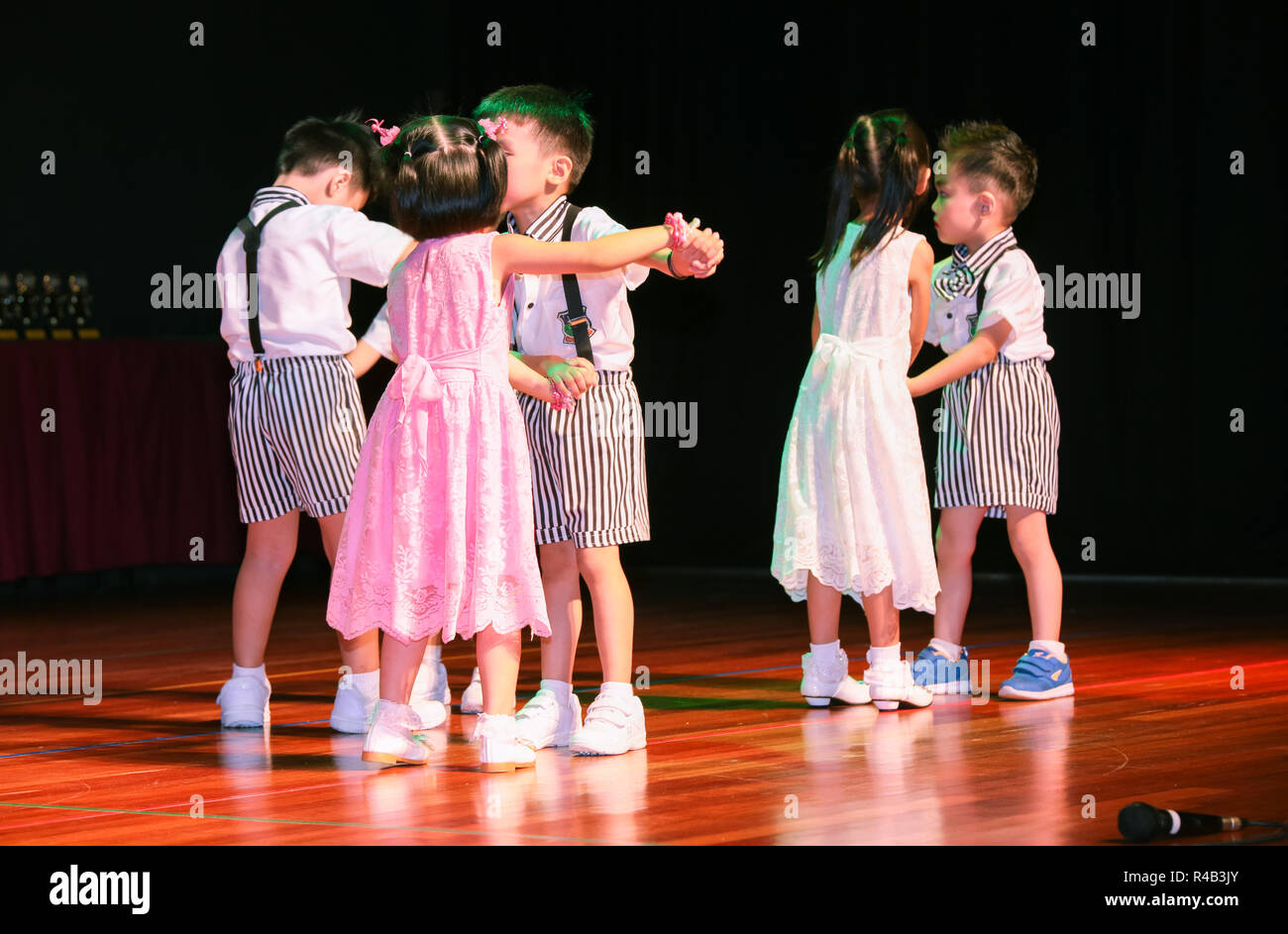 Children dancing on stage during their kindergarten concert day Stock ...