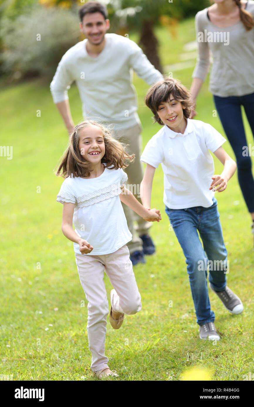 Kid runs outdoors in home hi-res stock photography and images - Alamy