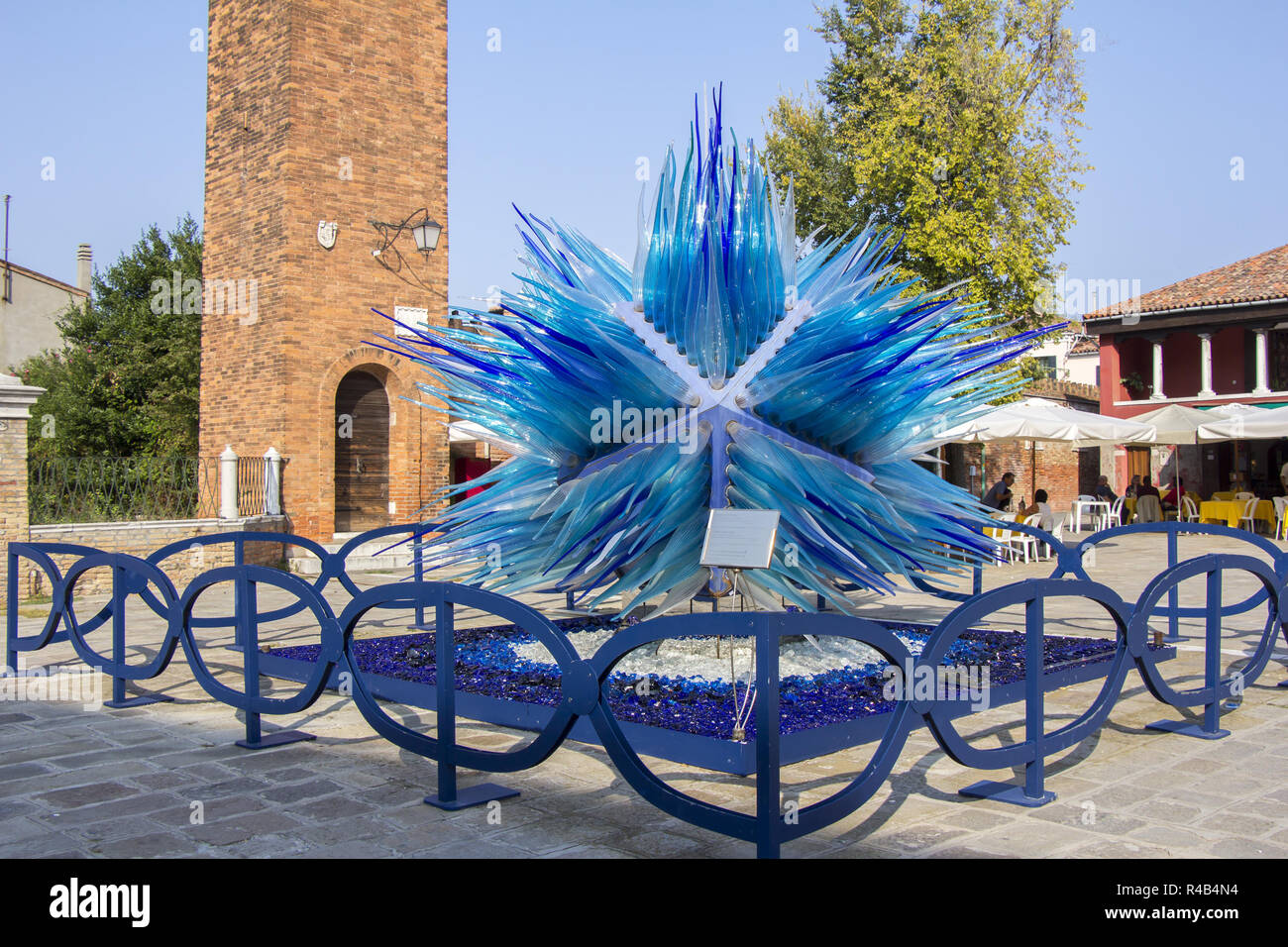Murano Island Venice Italy September 23 Blue Sculpture Made Of Murano Glass On Campo San