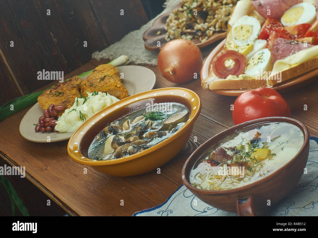 Czech cuisine, Traditional assorted dishes, Top view Stock Photo - Alamy