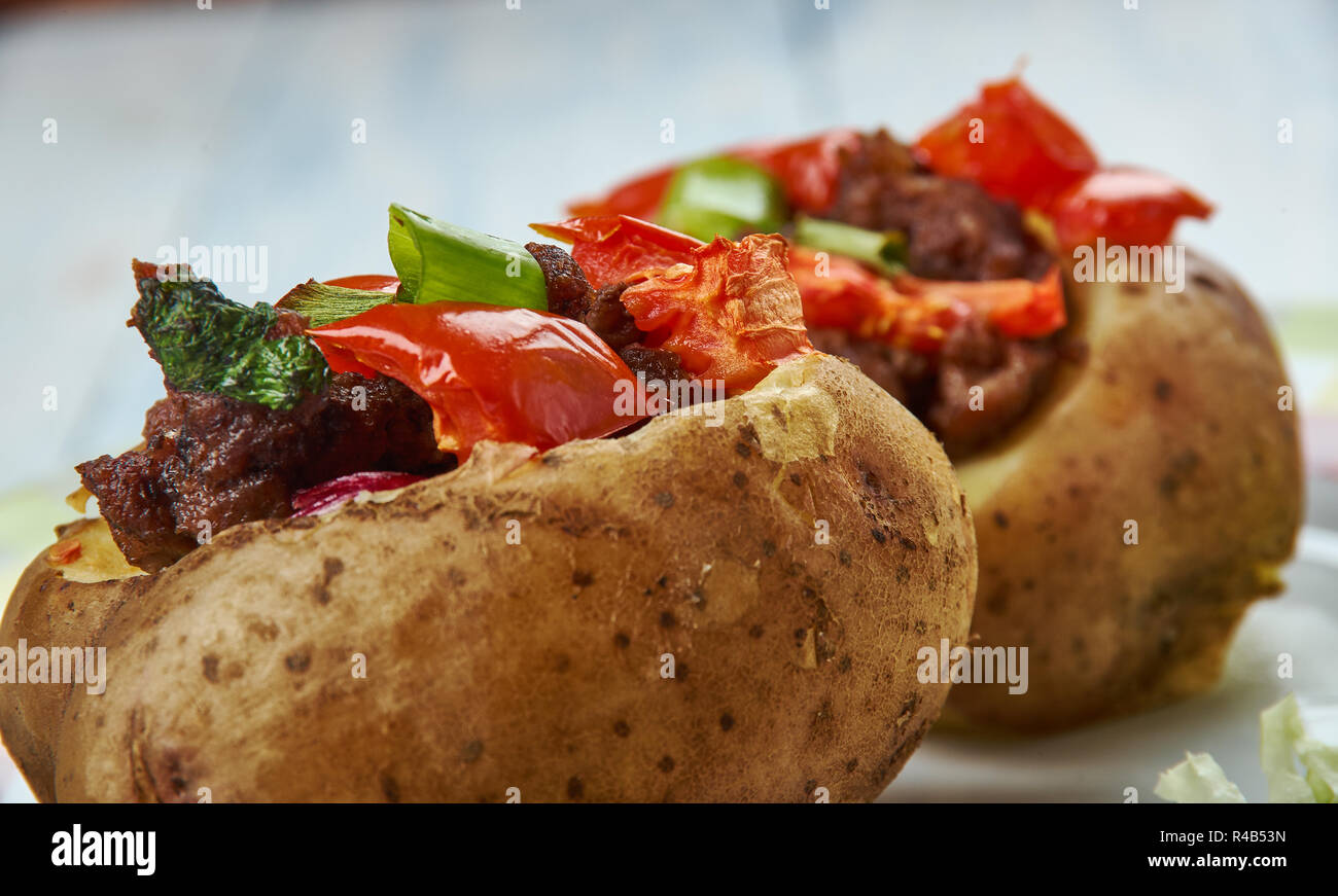 Pulled Pork Stuffed Potato Skins , BBQ stuffed potato Stock Photo - Alamy