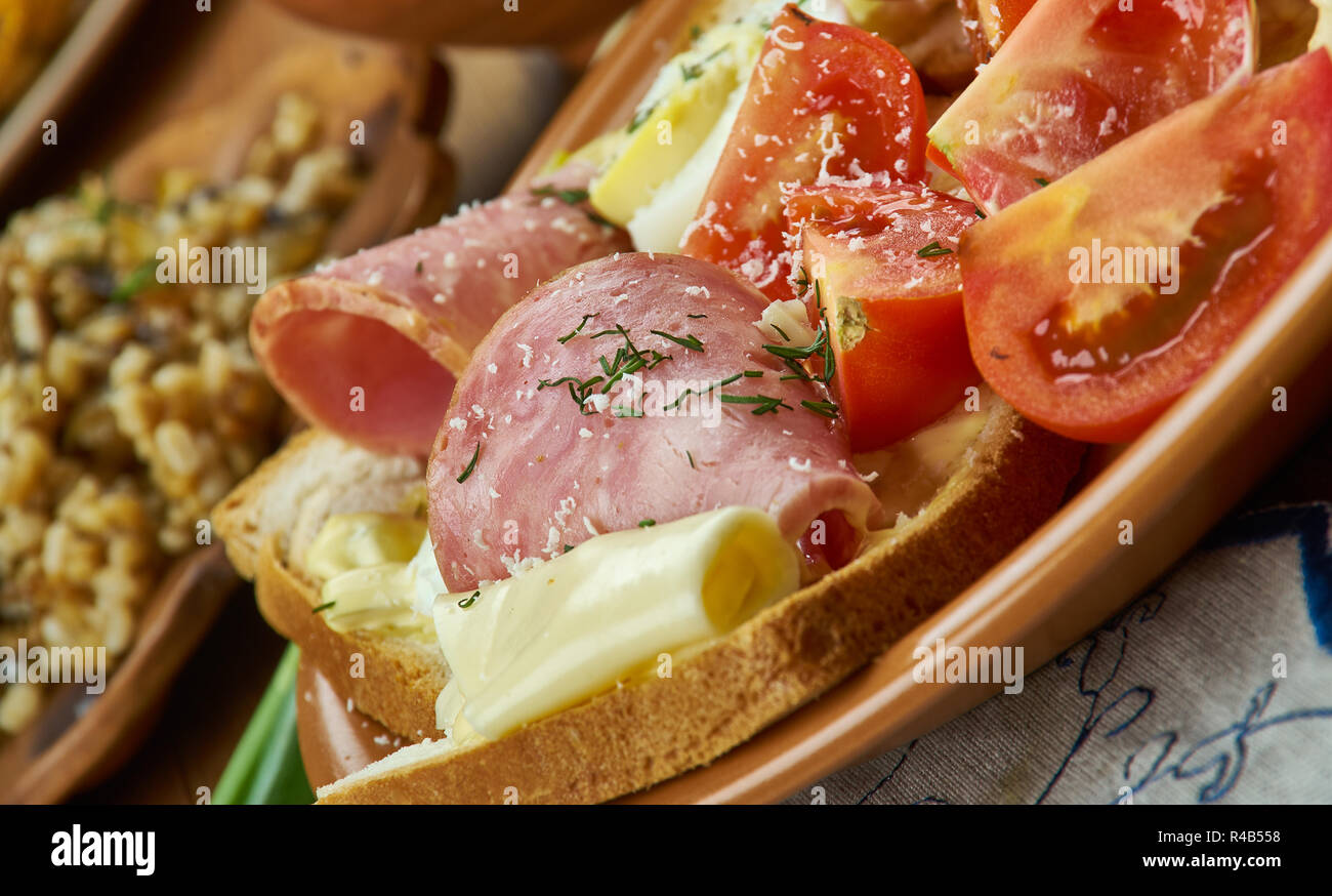 Oblozene chlebicky, open sandwich, Czech cuisine, Traditional assorted ...