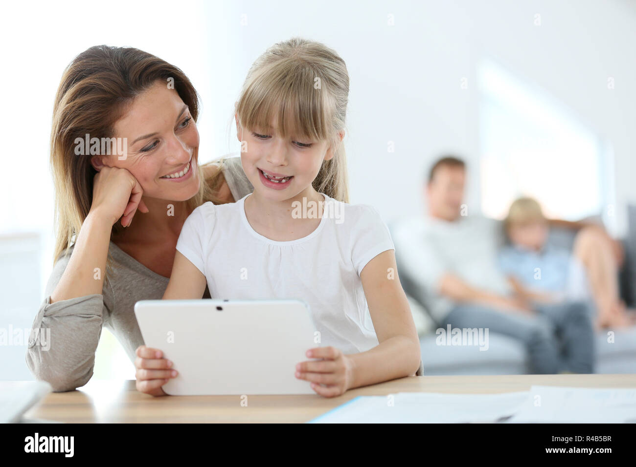 Kid learning how to use internet Stock Photo - Alamy