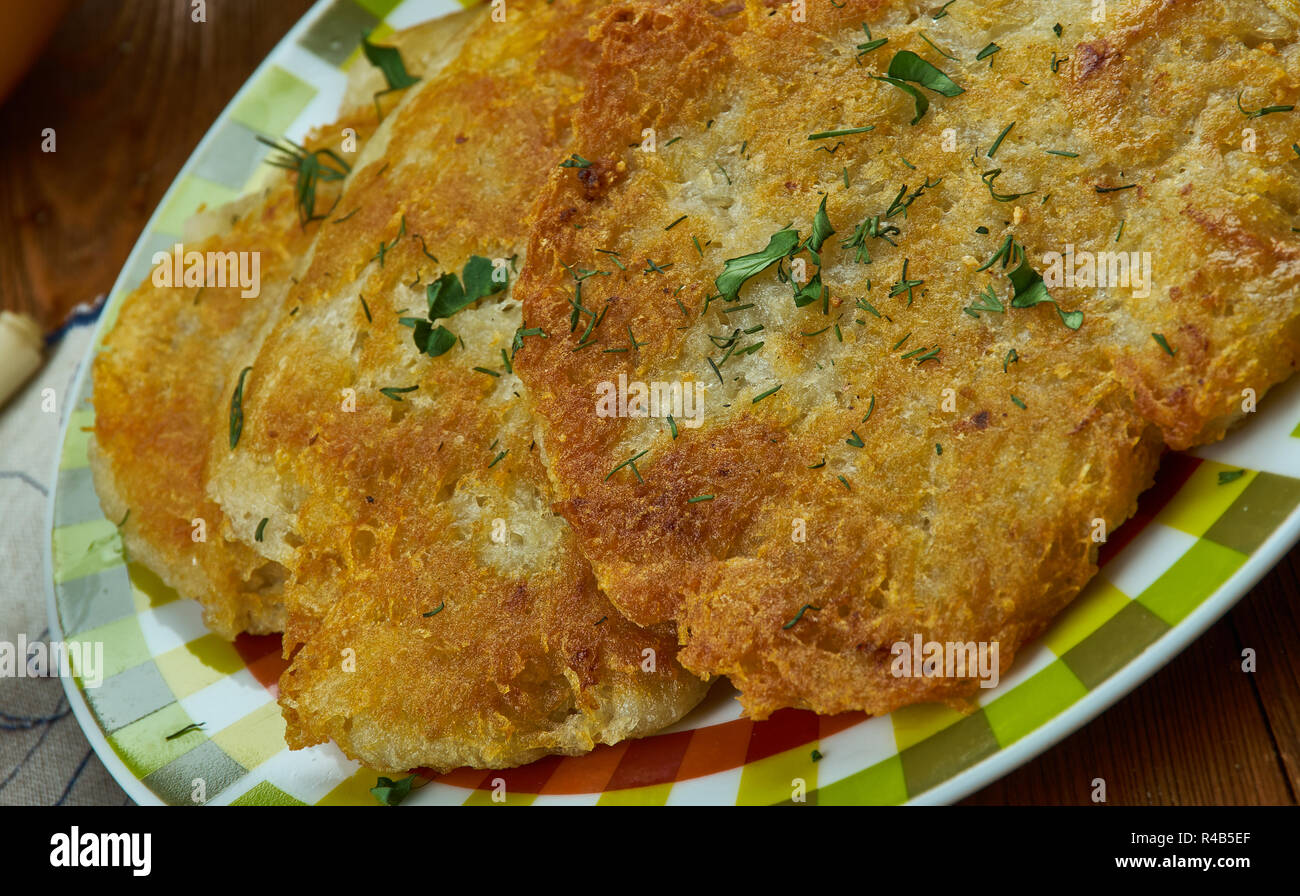 Bramboraky , Potato pancake, Czech cuisine, Traditional assorted dishes ...