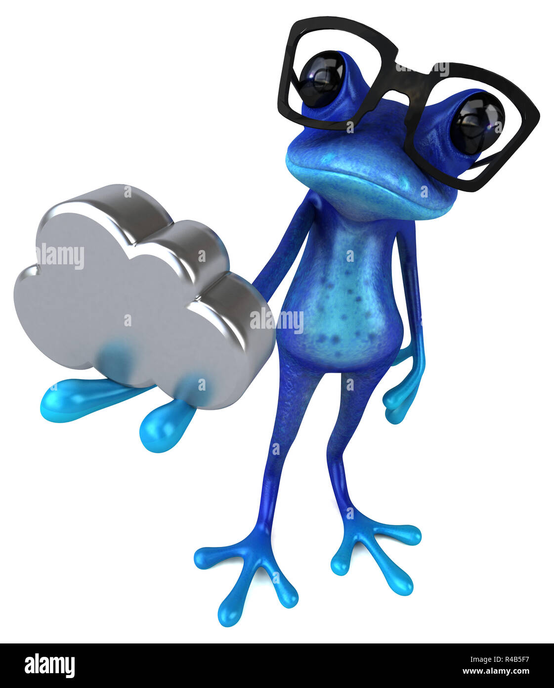 Fun blue frog - 3D Illustration Stock Photo - Alamy