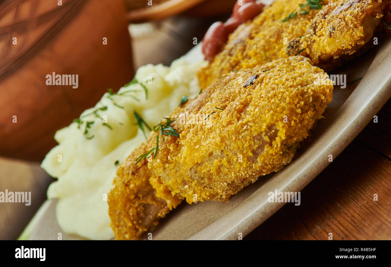 rizek, Breaded Pork Schnitzel, Czech cuisine, Traditional assorted ...