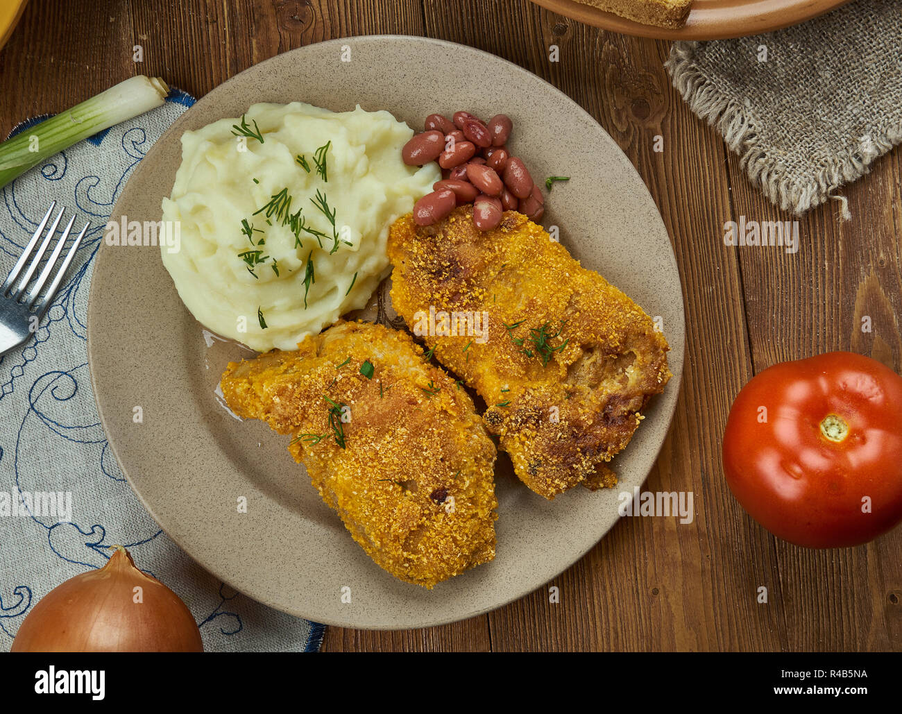 rizek, Breaded Pork Schnitzel, Czech cuisine, Traditional assorted ...
