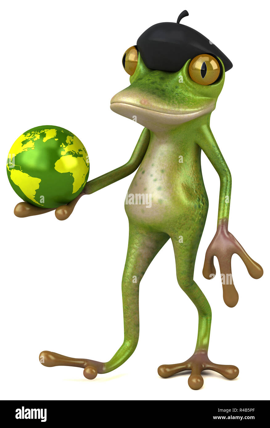 Fun french frog - 3D Illustration Stock Photo - Alamy