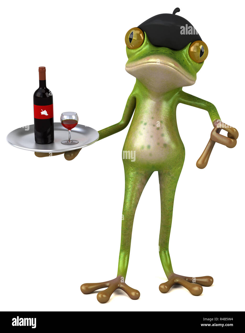 Fun french frog - 3D Illustration Stock Photo - Alamy