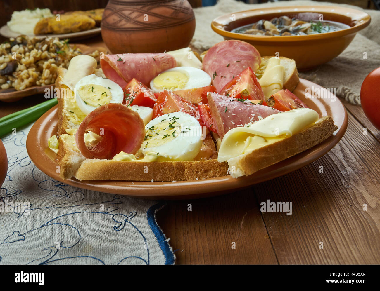 Oblozene chlebicky, open sandwich, Czech cuisine, Traditional assorted ...