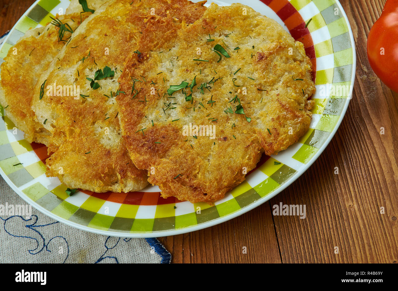 Bramboraky , Potato pancake, Czech cuisine, Traditional assorted dishes ...